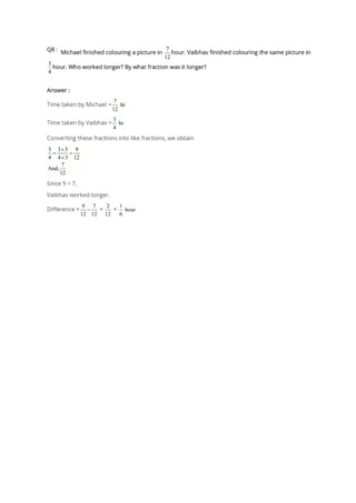 Class 7 maths chapter 2 fractions and decimals exercise 2.1 | PDF