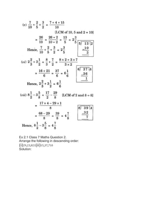 Class 7 maths chapter 2 fractions and decimals exercise 2.1 | PDF