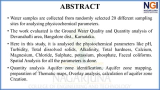 Quality and quantity analysis of ground water and surface water | PPTX