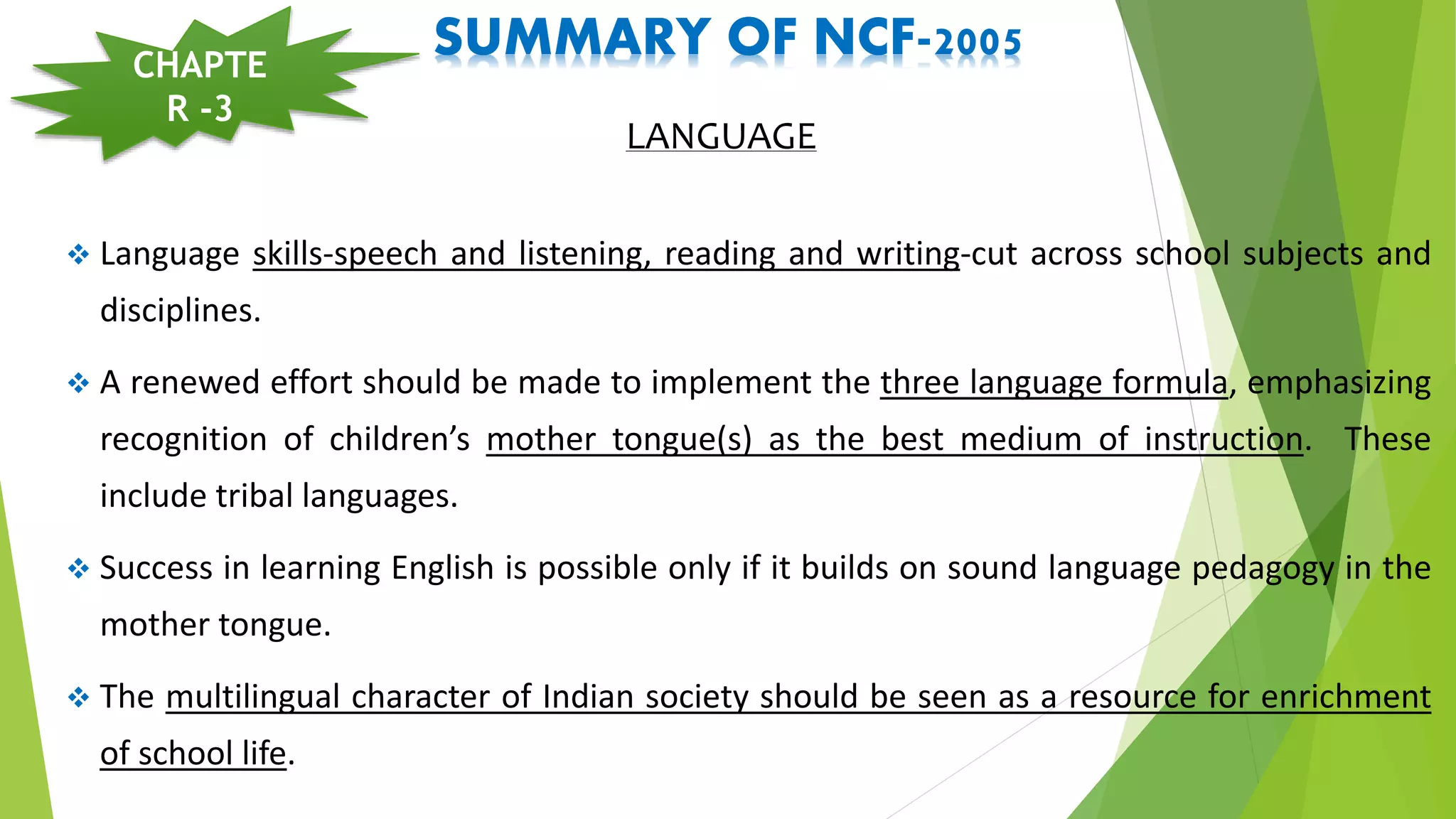 NATIONAL CURRICULUM FRAMEWORK - 2005 | PPTX