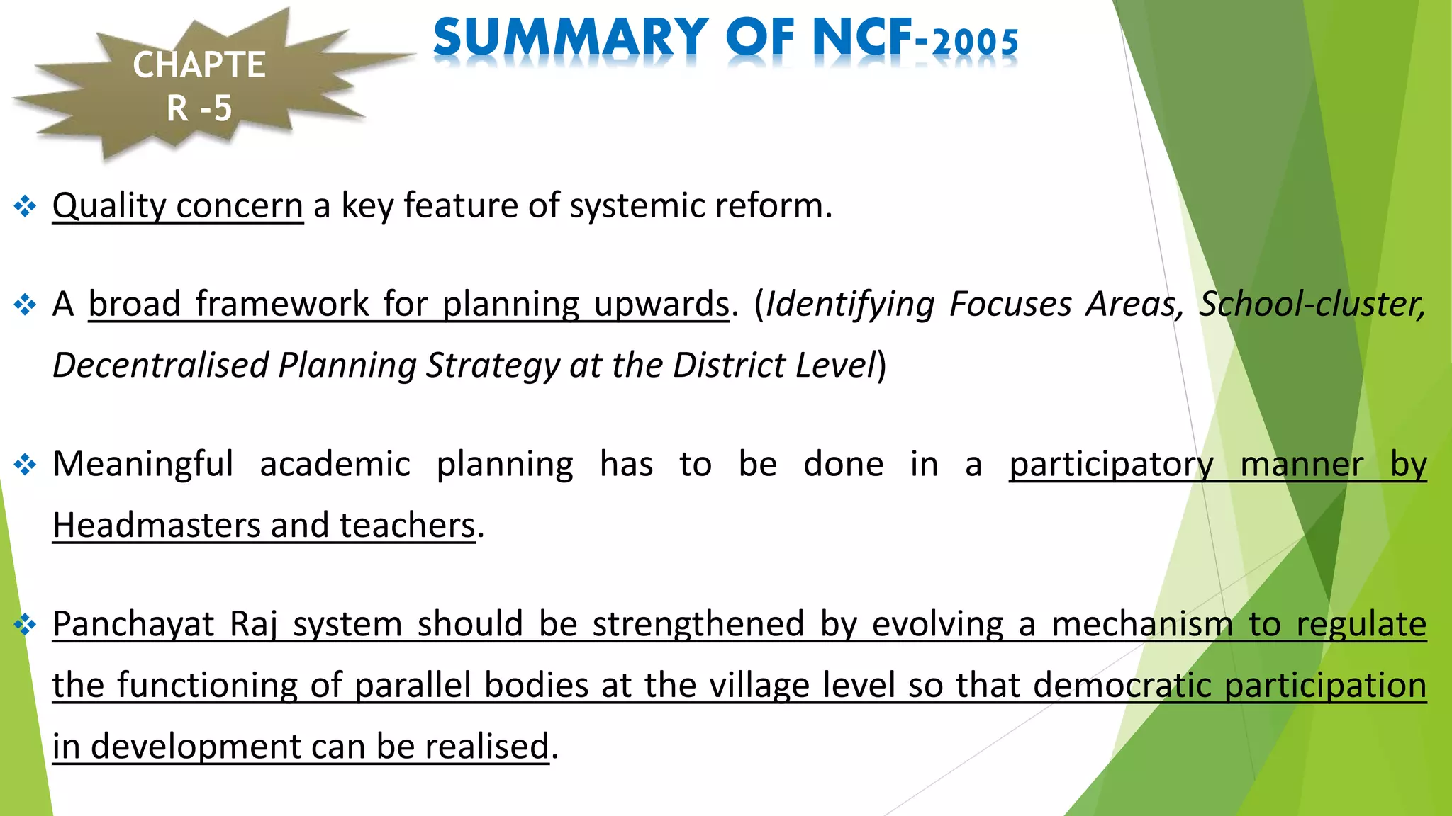 NATIONAL CURRICULUM FRAMEWORK - 2005 | PPTX