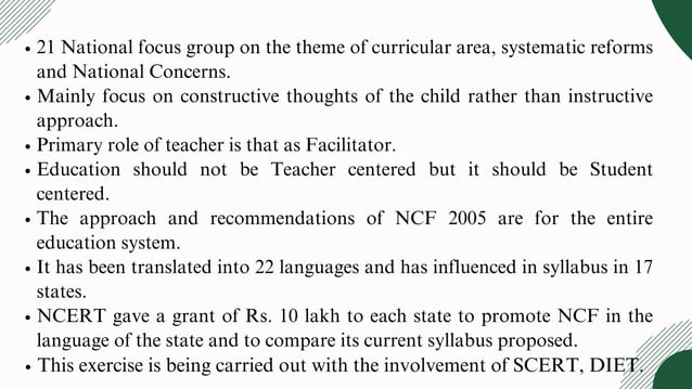 National Curriculum Framework 2005 (NCF 2005) Presentation by Vishwanath G.K. | PDF | Education