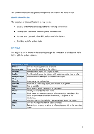 Ncfe level 1 award in employability skills booklet | DOCX