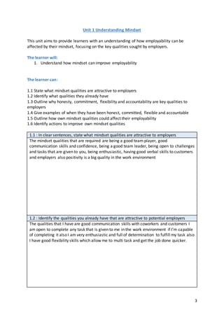 Ncfe level 1 award in employability skills booklet | DOCX