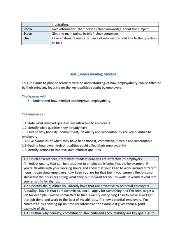 Ncfe level 1 award in employability skills booklet complete | DOCX ...