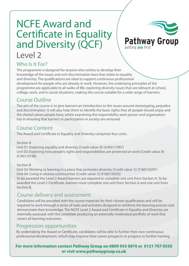 NCFE level 2 award and certificate in equality and diversity | PDF