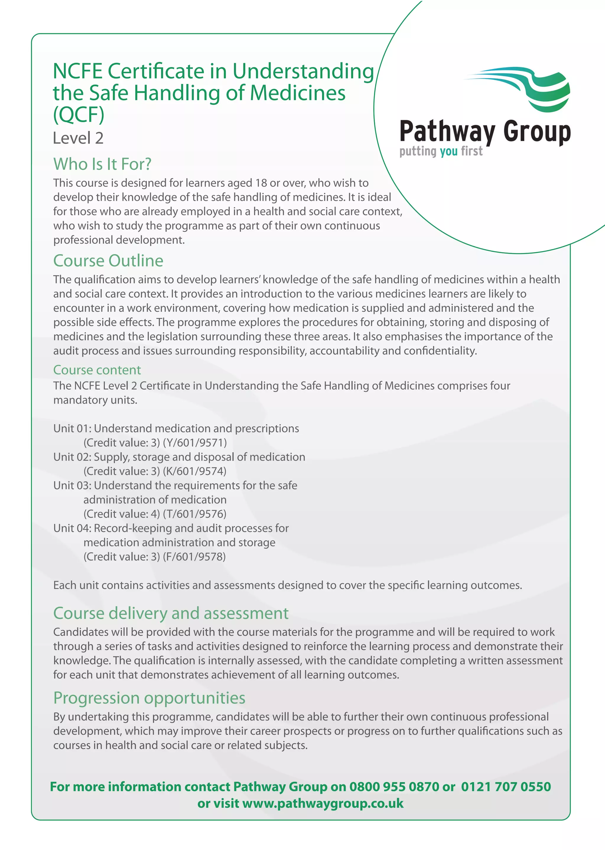 NCFe level 2 certificate in understanding the safe handling of ...