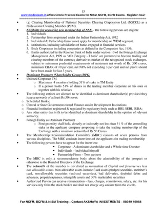 NCFM STUDY MATERIAL FOR CAPITAL MARKET EXAM. MOCK TEST AT WWW.MODELEXAM.IN