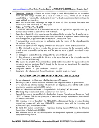 NCFM STUDY MATERIAL FOR CAPITAL MARKET EXAM. MOCK TEST AT WWW.MODELEXAM.IN