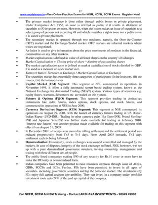 NCFM STUDY MATERIAL FOR CAPITAL MARKET EXAM. MOCK TEST AT WWW.MODELEXAM.IN