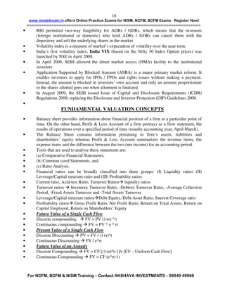 NCFM STUDY MATERIAL FOR CAPITAL MARKET EXAM. MOCK TEST AT WWW.MODELEXAM.IN