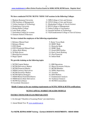 NCFM STUDY MATERIAL FOR CAPITAL MARKET EXAM. MOCK TEST AT WWW.MODELEXAM.IN