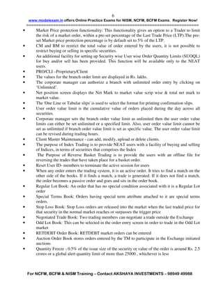 NCFM STUDY MATERIAL FOR CAPITAL MARKET EXAM. MOCK TEST AT WWW.MODELEXAM.IN