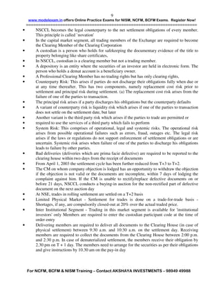 NCFM STUDY MATERIAL FOR CAPITAL MARKET EXAM. MOCK TEST AT WWW.MODELEXAM.IN