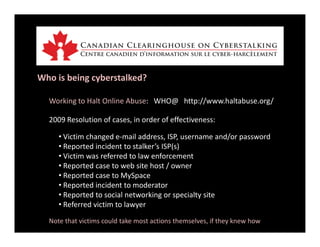 Canadian Clearinghouse on Cyberstalking NCFTA Presentation | PPT