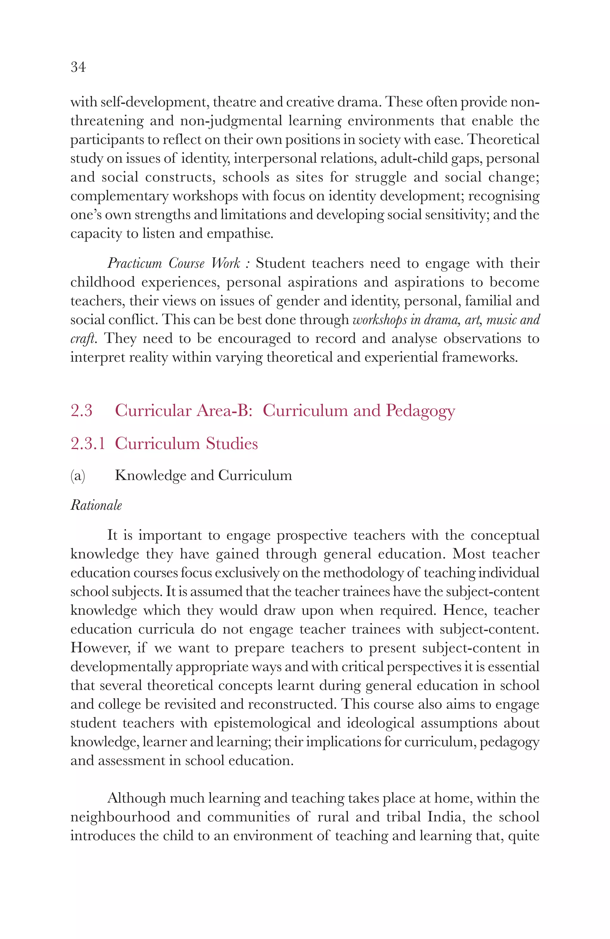 National Curriculum Framework for Teacher Education,2010 | PDF