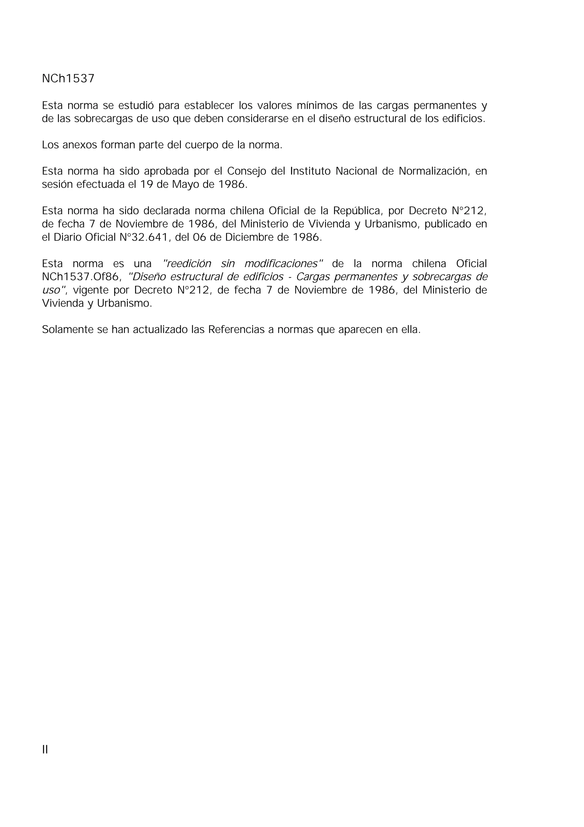 N ch 1537_of86_cargas_permanentes_y_sobrecargas_de_uso | PDF