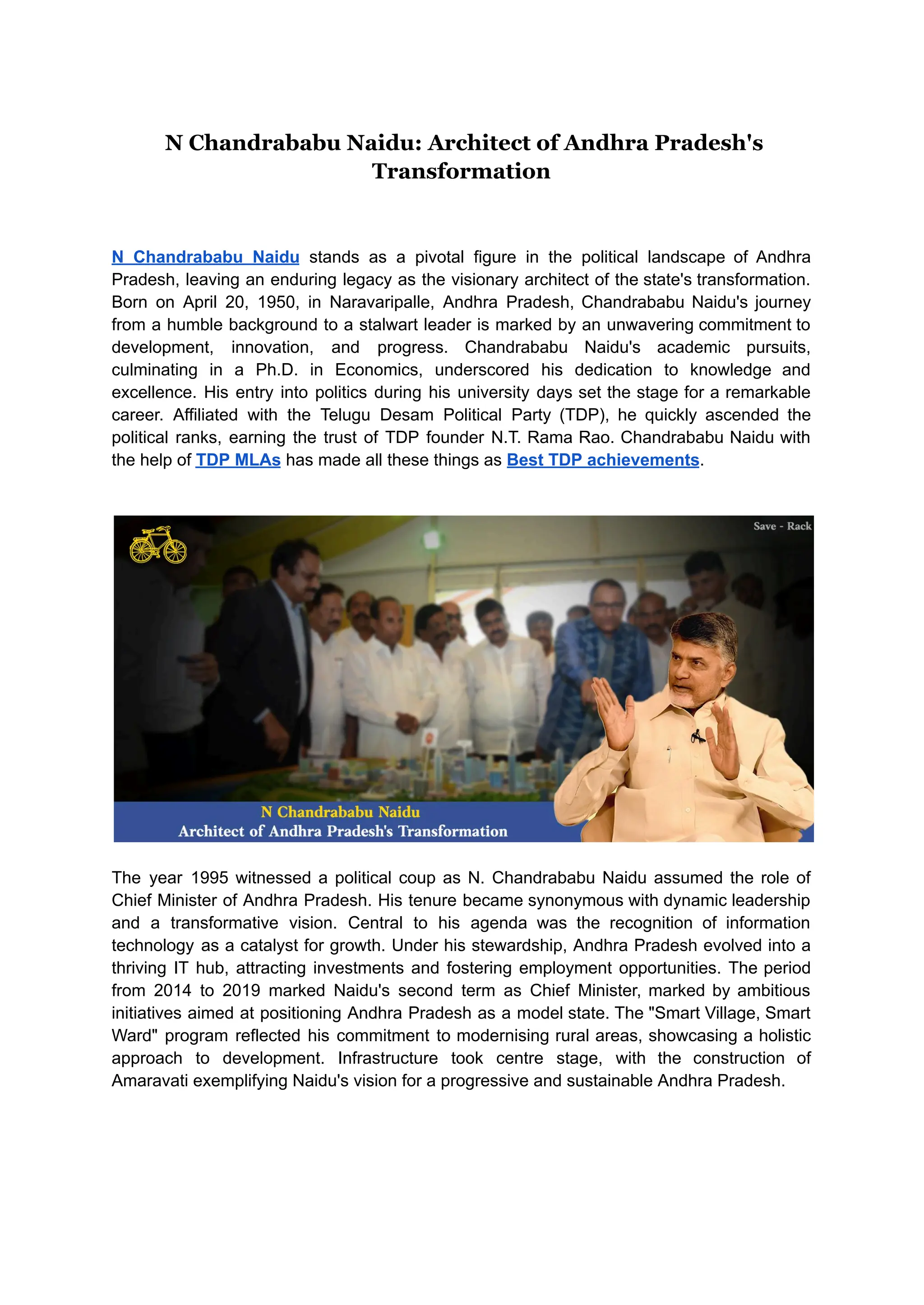 N Chandrababu Naidu Architect of Andhra Pradesh's Transformation.pdf | Politics