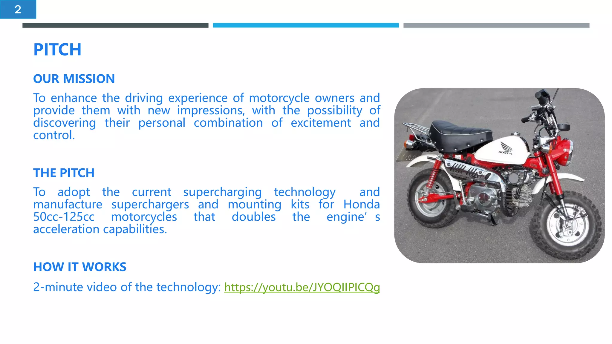 Pitch Deck of the "Supercharged Motorcycle" Project. | PPT