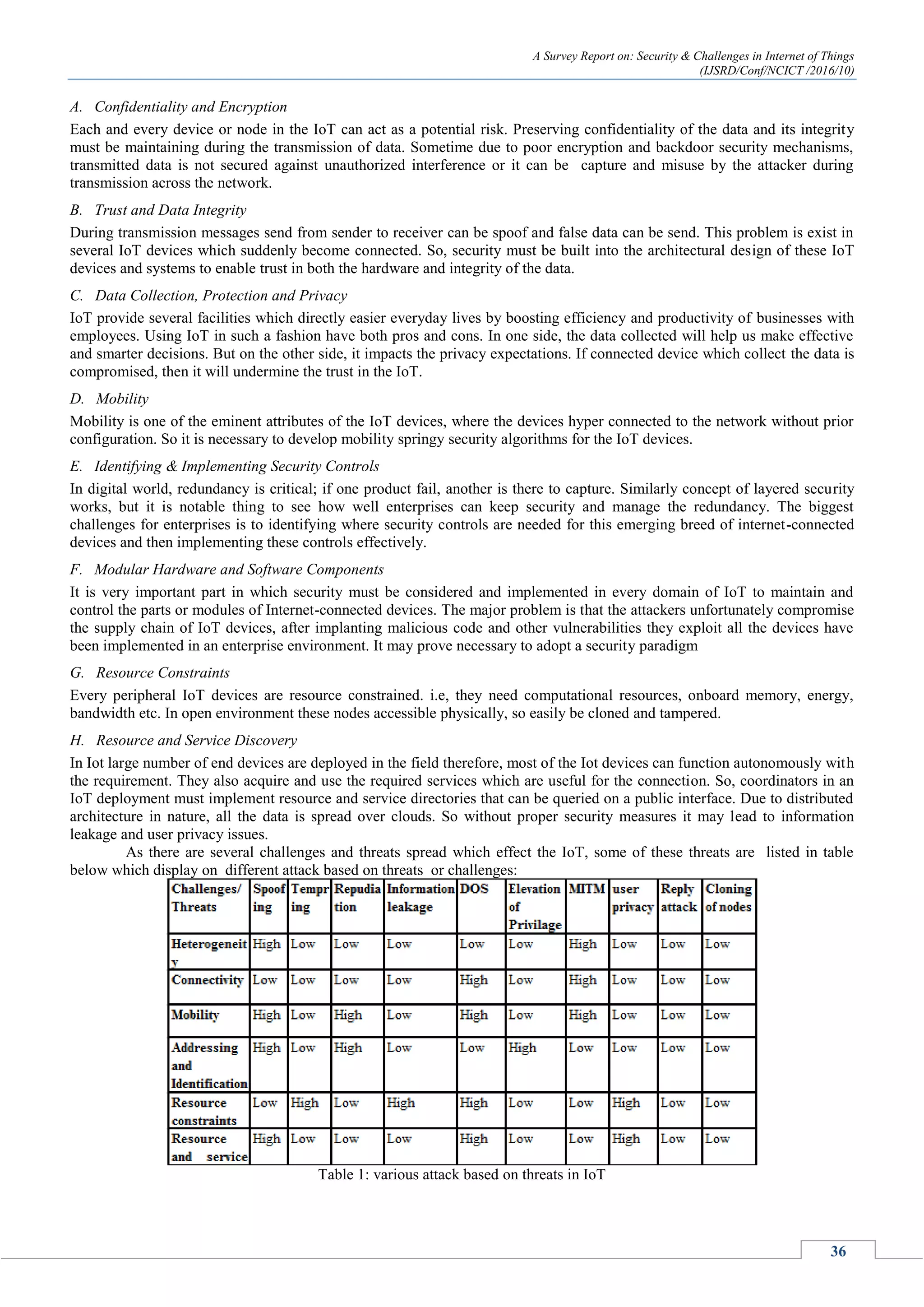A Survey Report on : Security & Challenges in Internet of Things | PDF