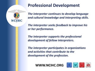 NCIHC National Standards of Practice for Healthcare Interpreters | PPTX