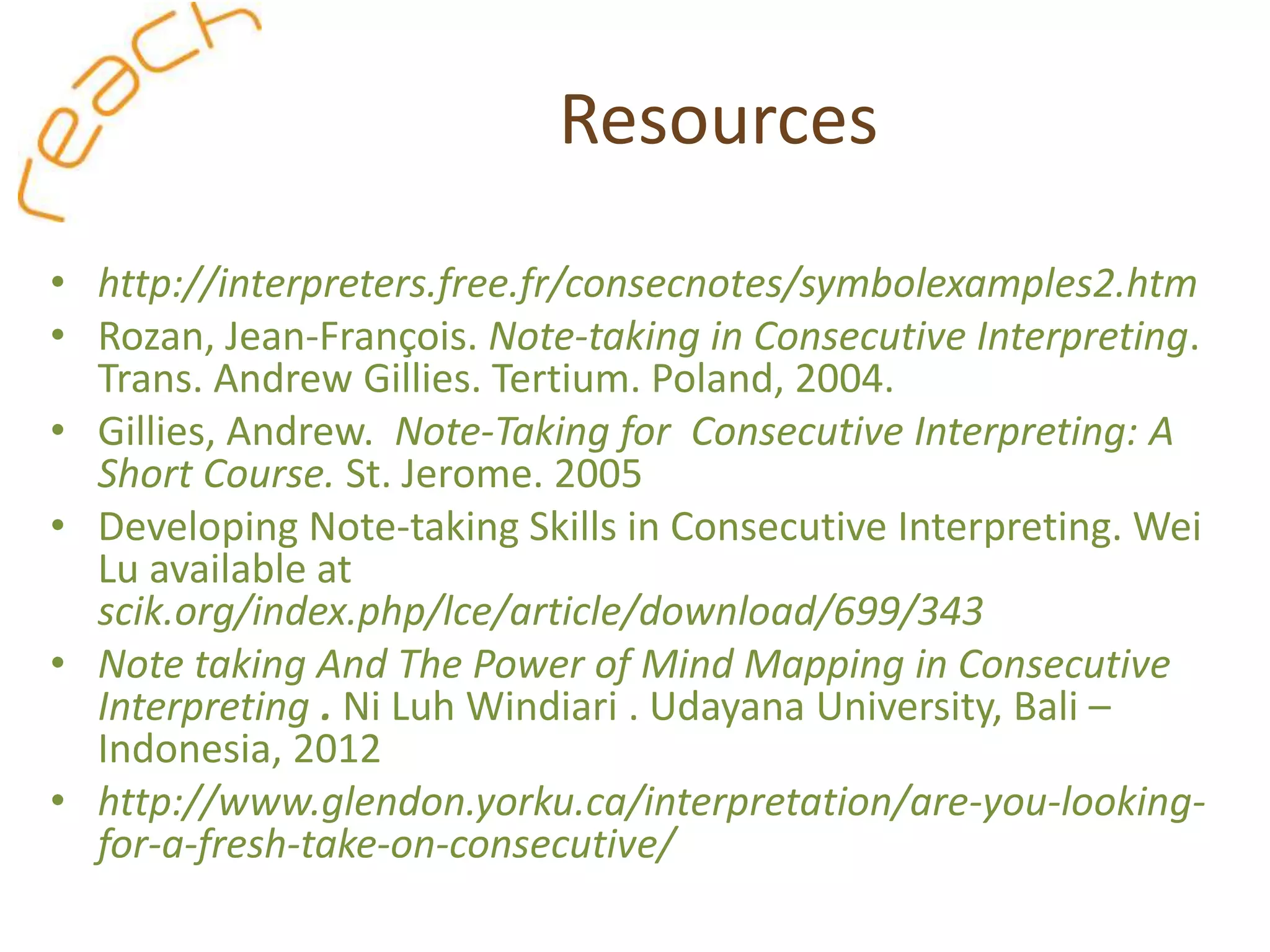 Baby Steps to Note-Taking for Consecutive Interpreting | PPTX