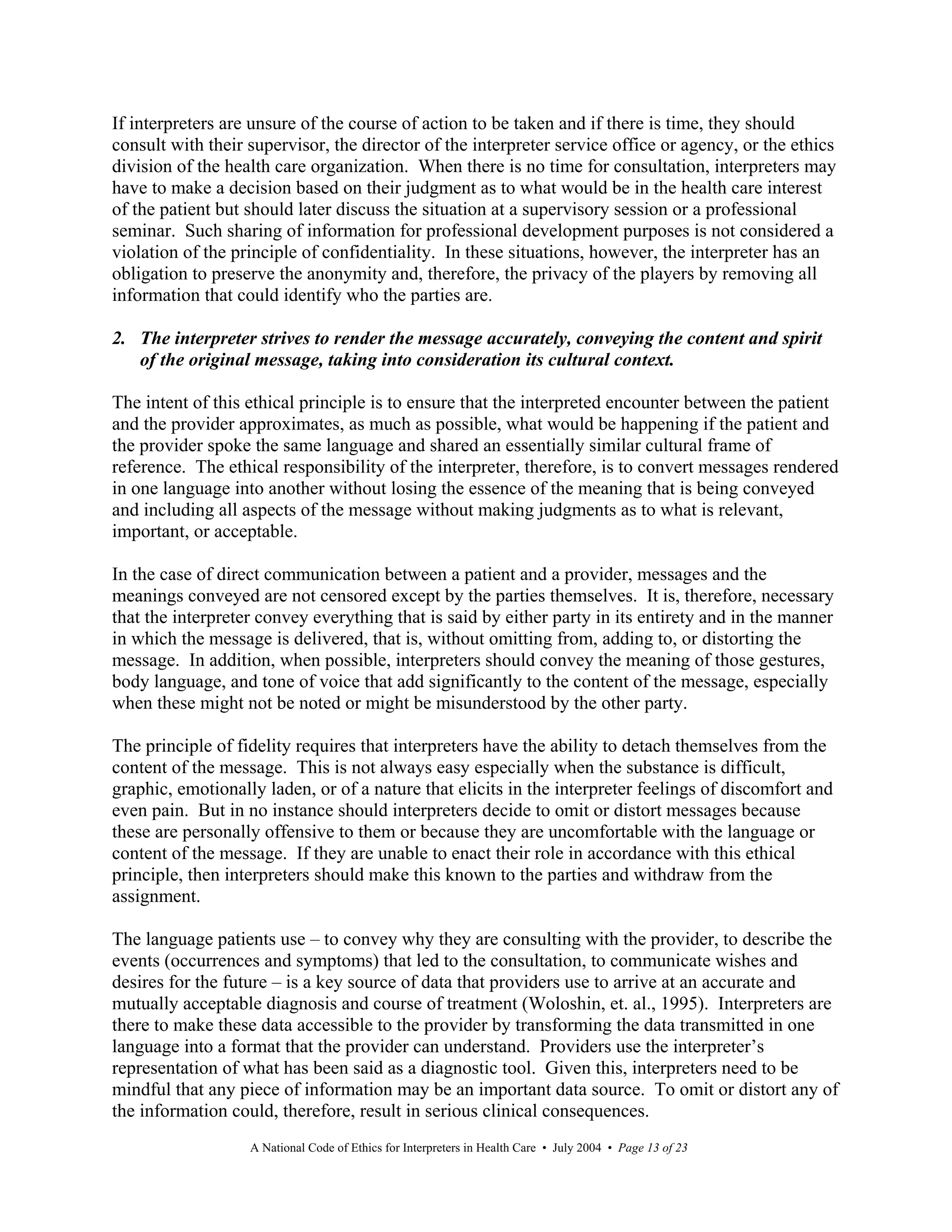 Ncihc national code of ethics | PDF