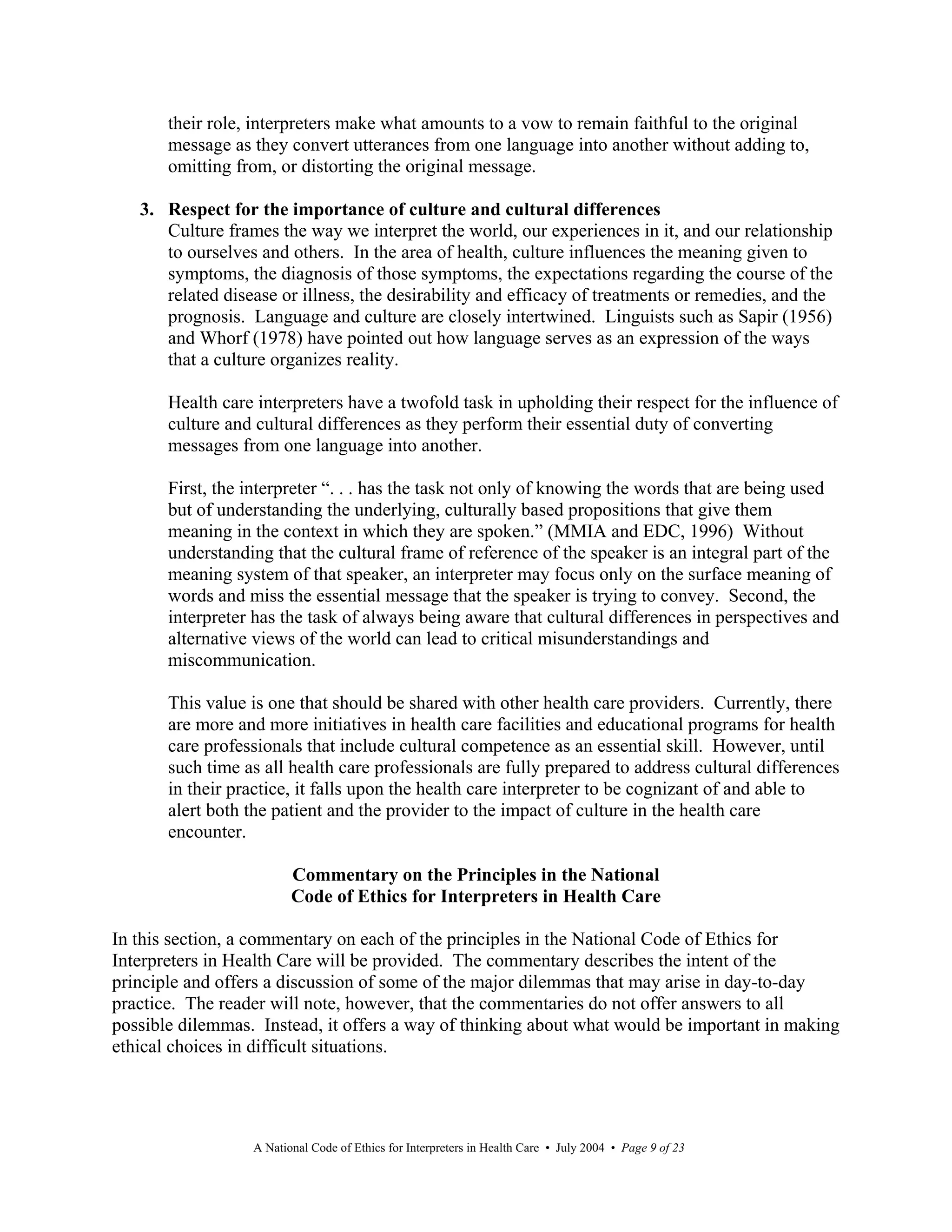 Ncihc national code of ethics | PDF