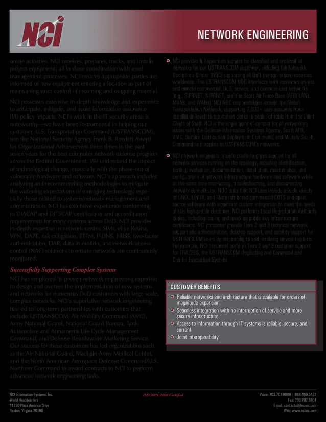 NCI Network Engineering | PDF