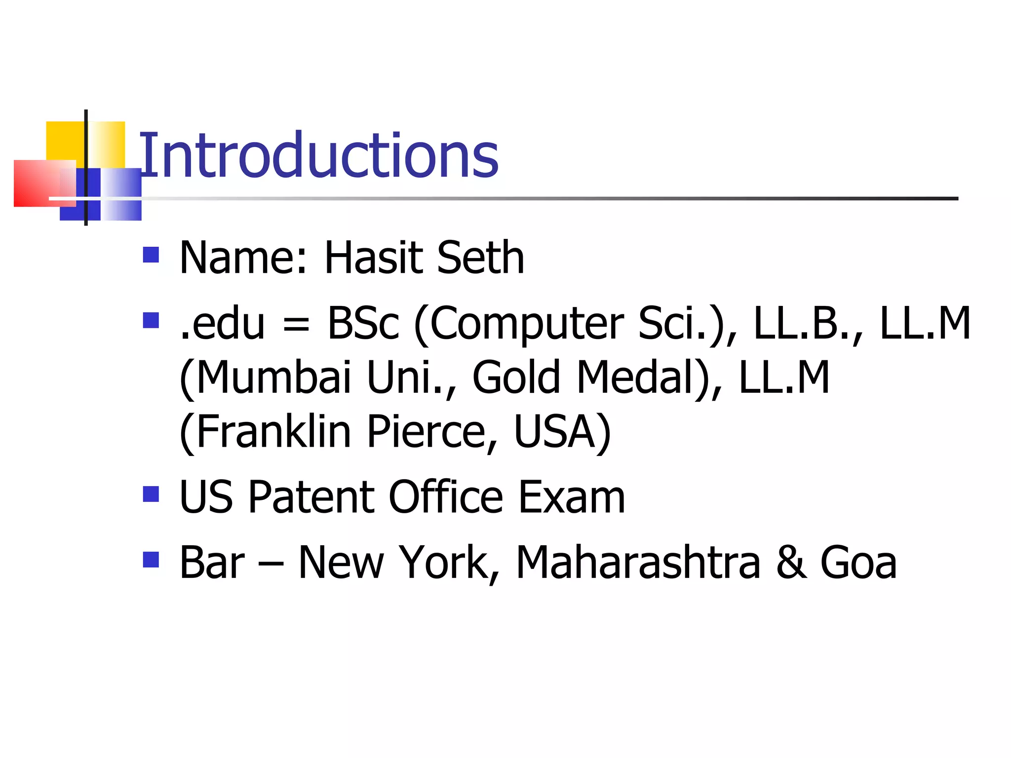 Introduction to Patents and IP Commercialization | PPT