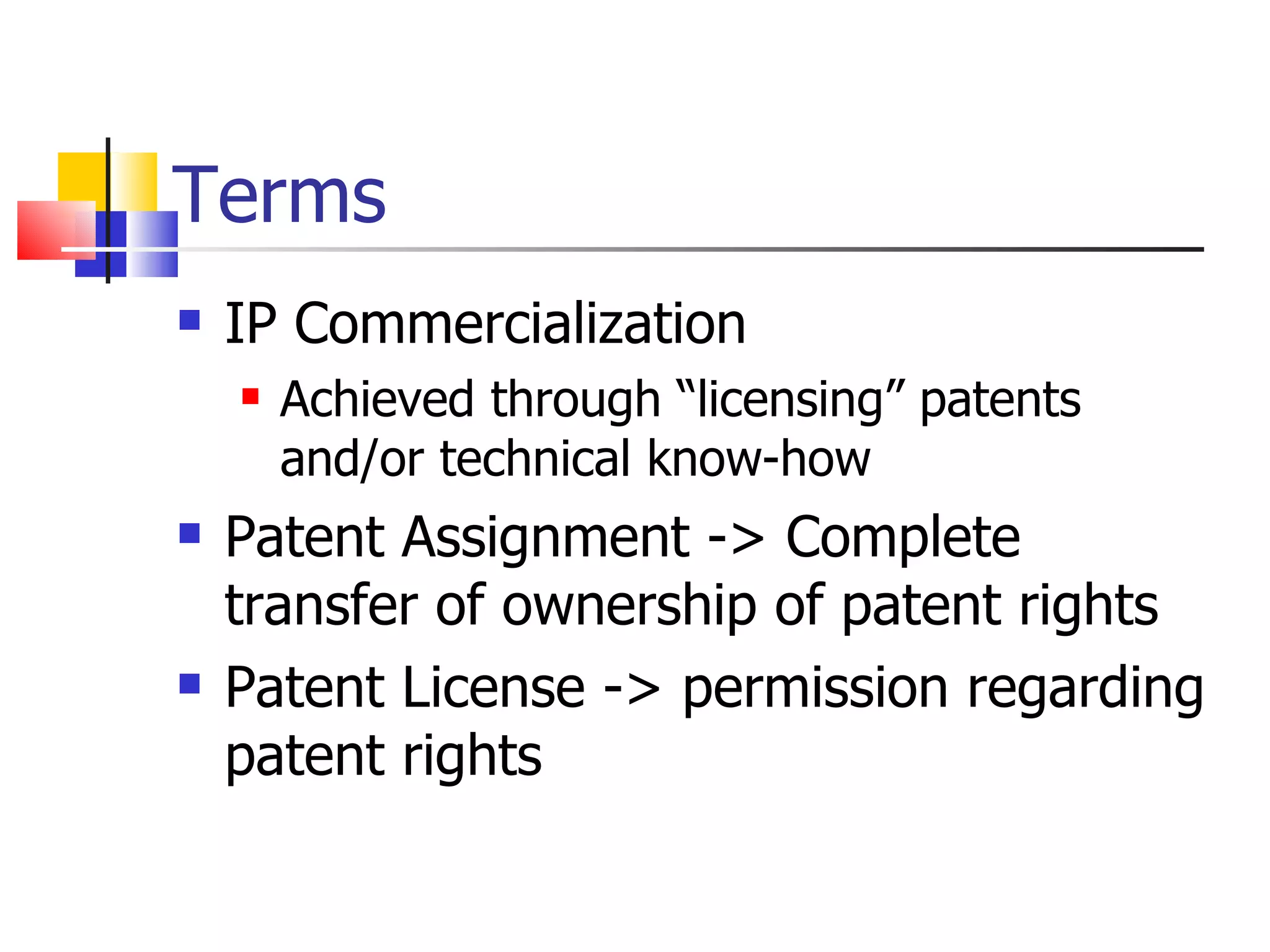 Introduction to Patents and IP Commercialization | PPT