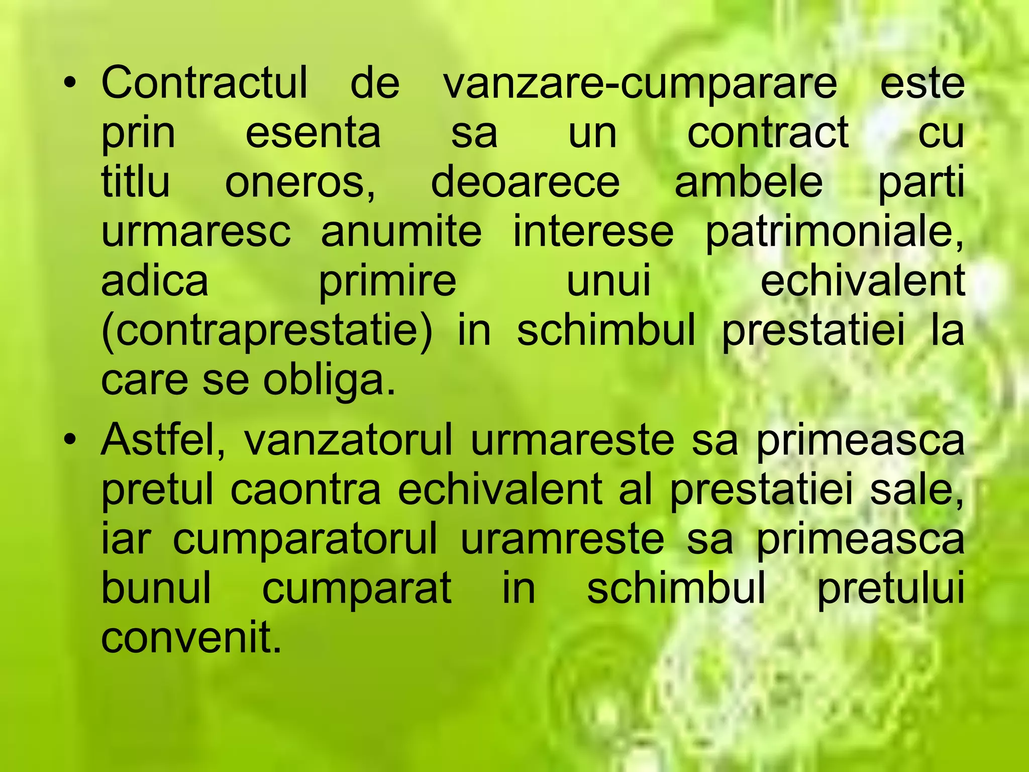 Contractul de vanzare-cumparare | PPT
