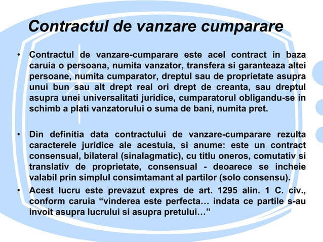 Contractul de vanzare-cumparare | PPT