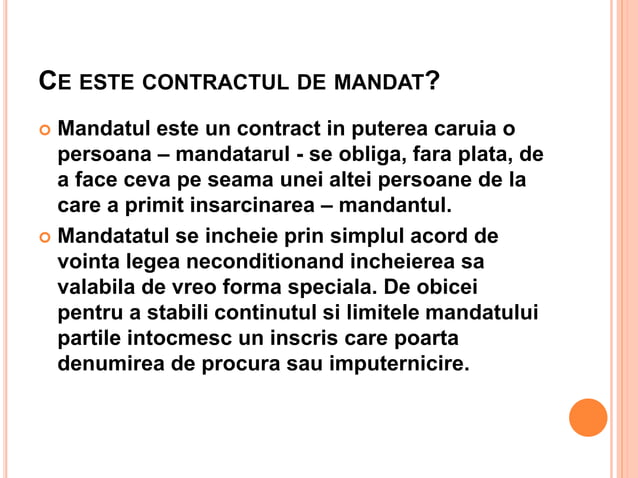 Contractul de mandat | PPT
