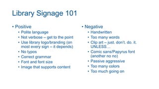 Library Signage - NCLA 2019 Presentation | PPTX