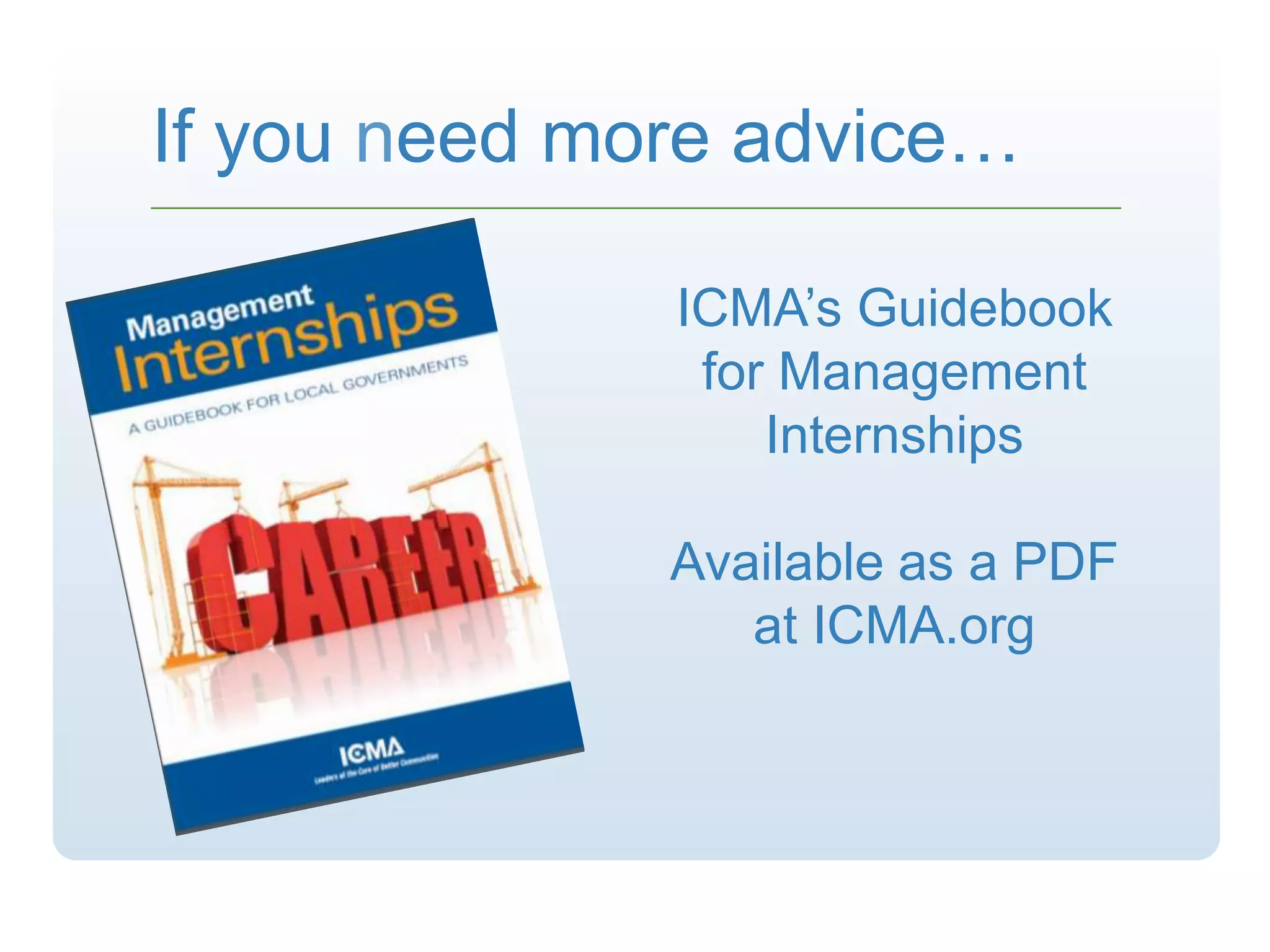 Creating a Successful Local Government Internship - Summer 2014 NCLGBA ...