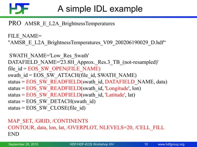 Usage Of Ncl Idl And Matlab To Access Nasa Hdf4hdf Eos2hdf Eos5 Data Ppt