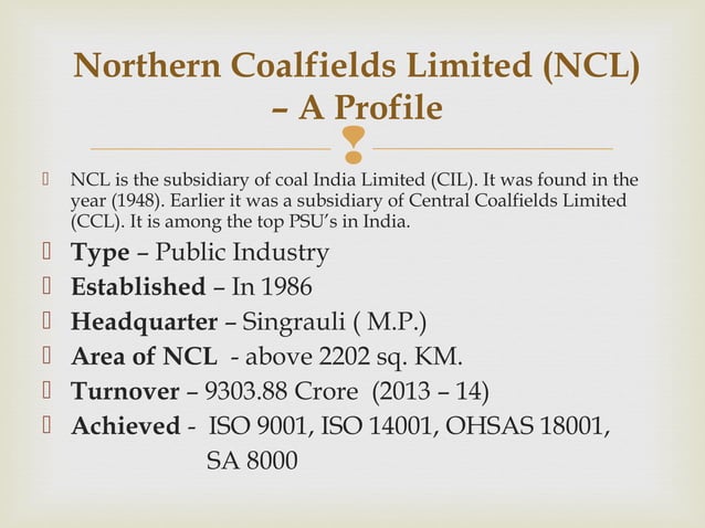 NCL Singrauli project | PPT