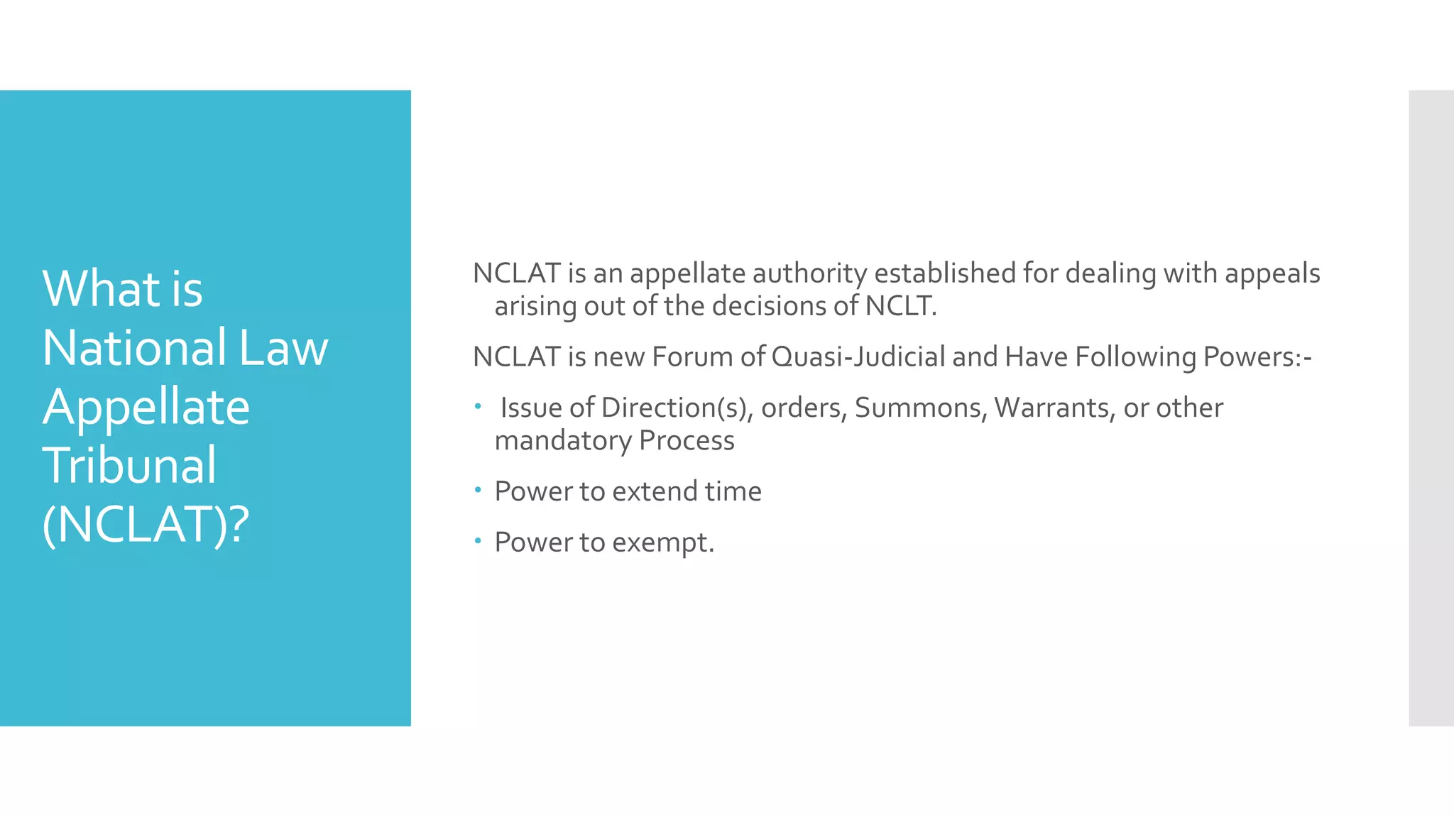 National Company Law Tribunal and NCLAT | PPTX