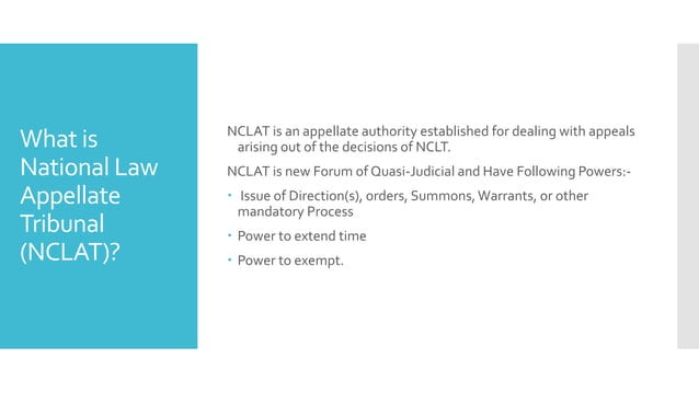 National Company Law Tribunal and NCLAT | PPTX