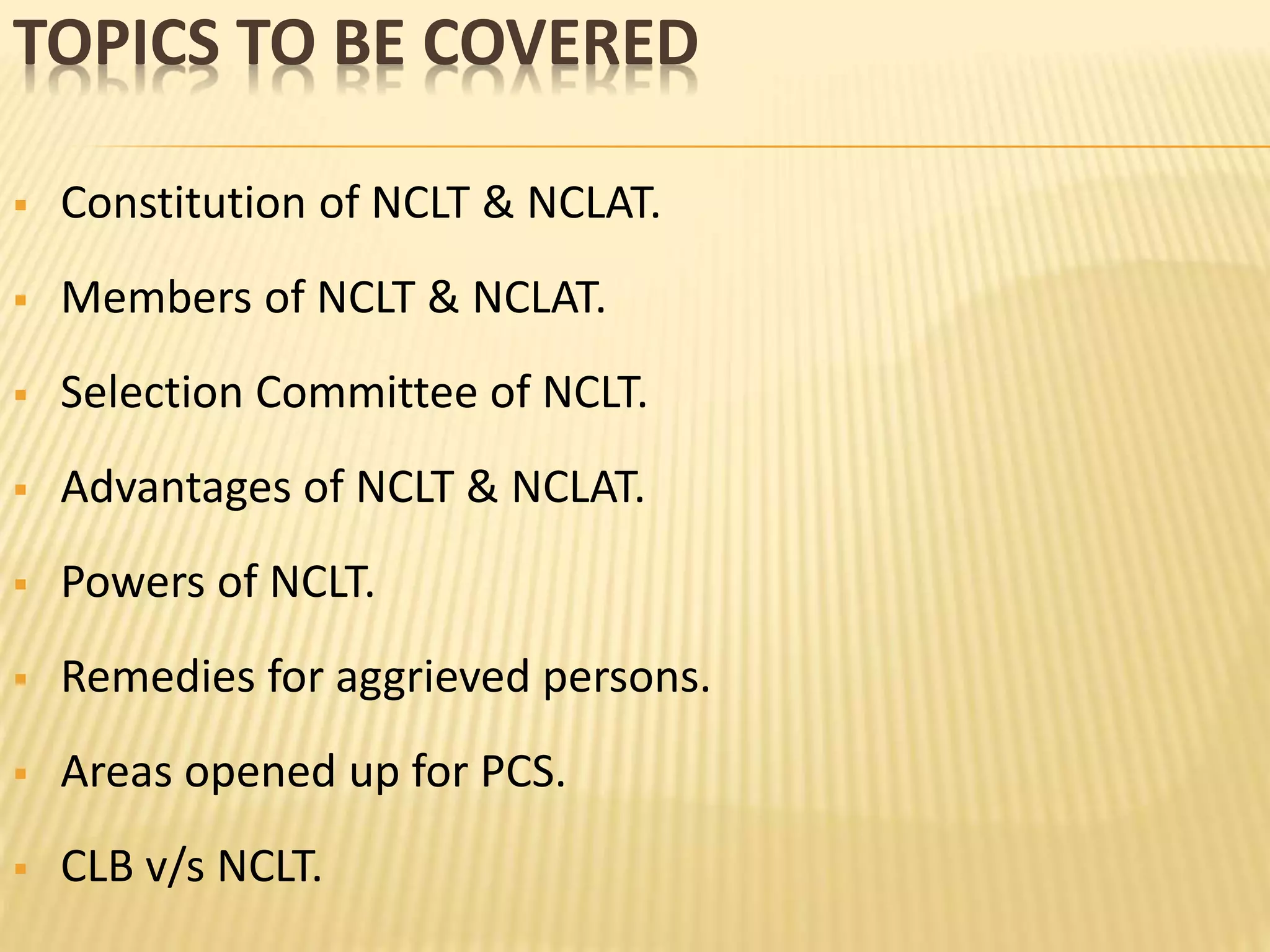 NCLT & NCLAT by CS Ankur sharma | PPTX