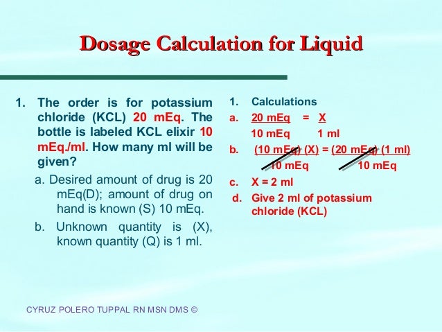 Ncm 100 dosage calculations