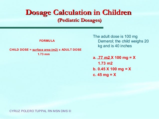 Ncm 100 dosage calculations
