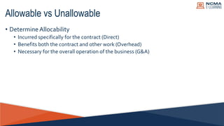 Understanding Unallowable Costs: The Accounting & Legal Perspectives | PPTX