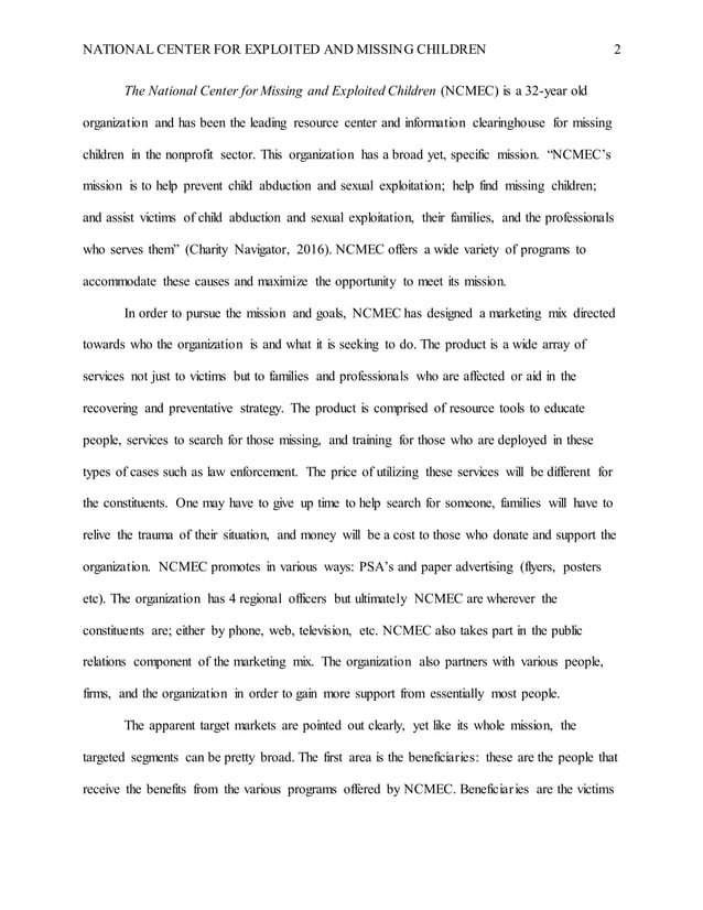 NCMEC Marketing Analysis | DOCX