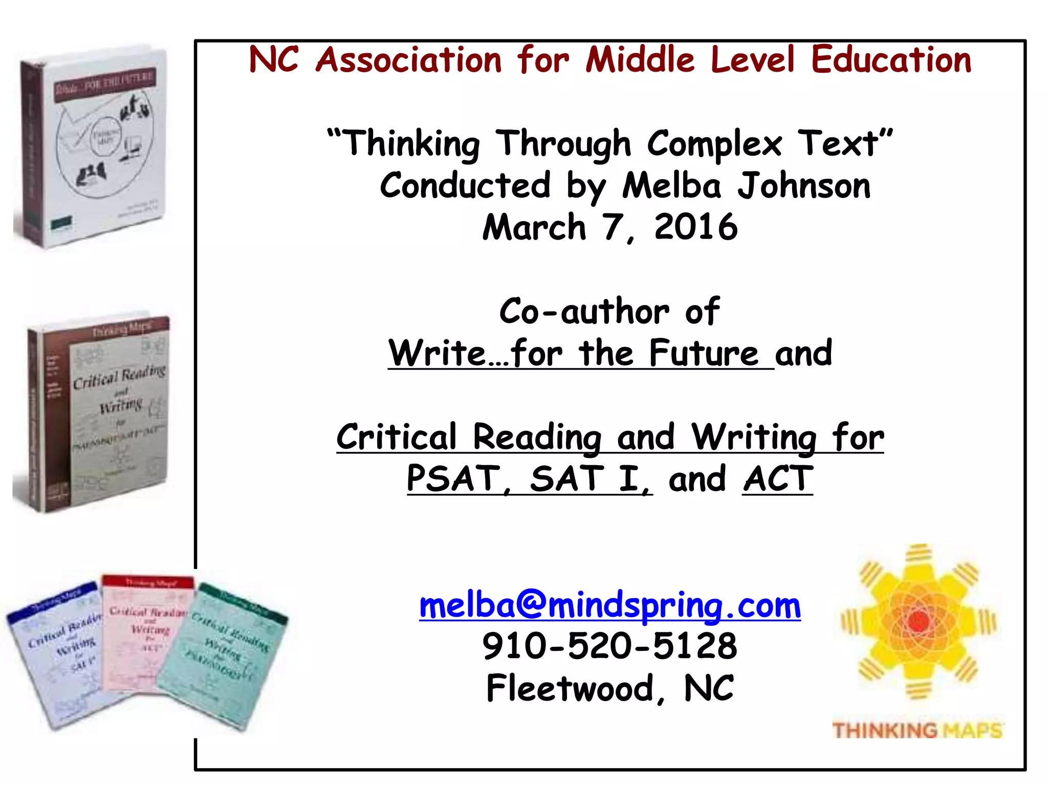 NC Association Provides Strategies for Analyzing Complex Texts | PPT