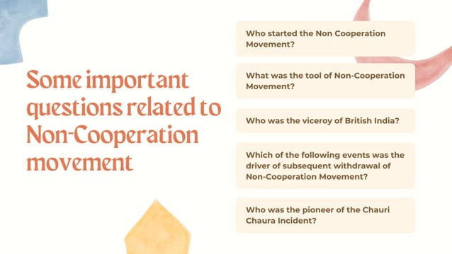 Non Cooperation Movement | India | Gandhi | Freedom Struggle | PPTX