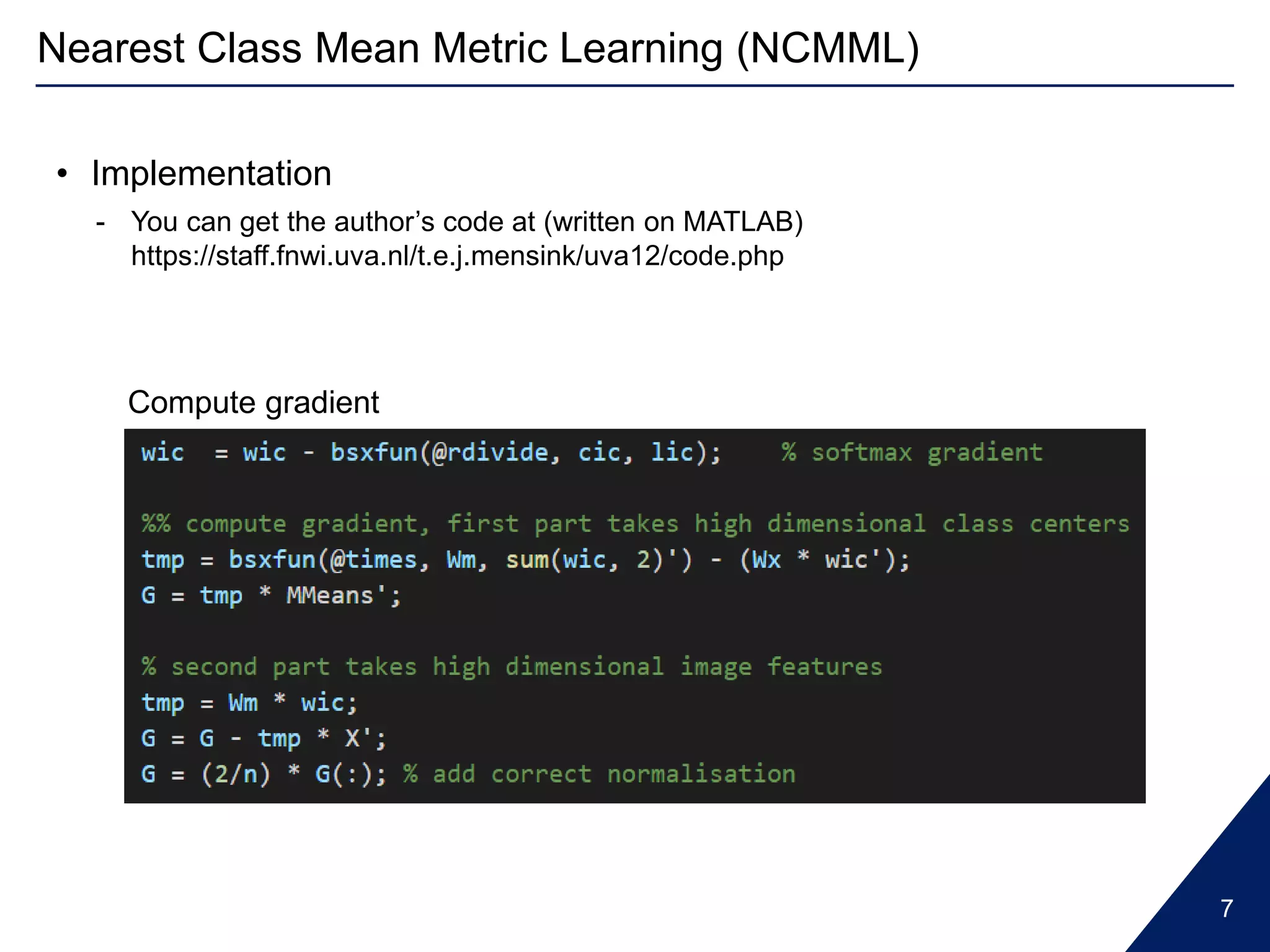 Nearest Class Mean Metric Learning | PPT