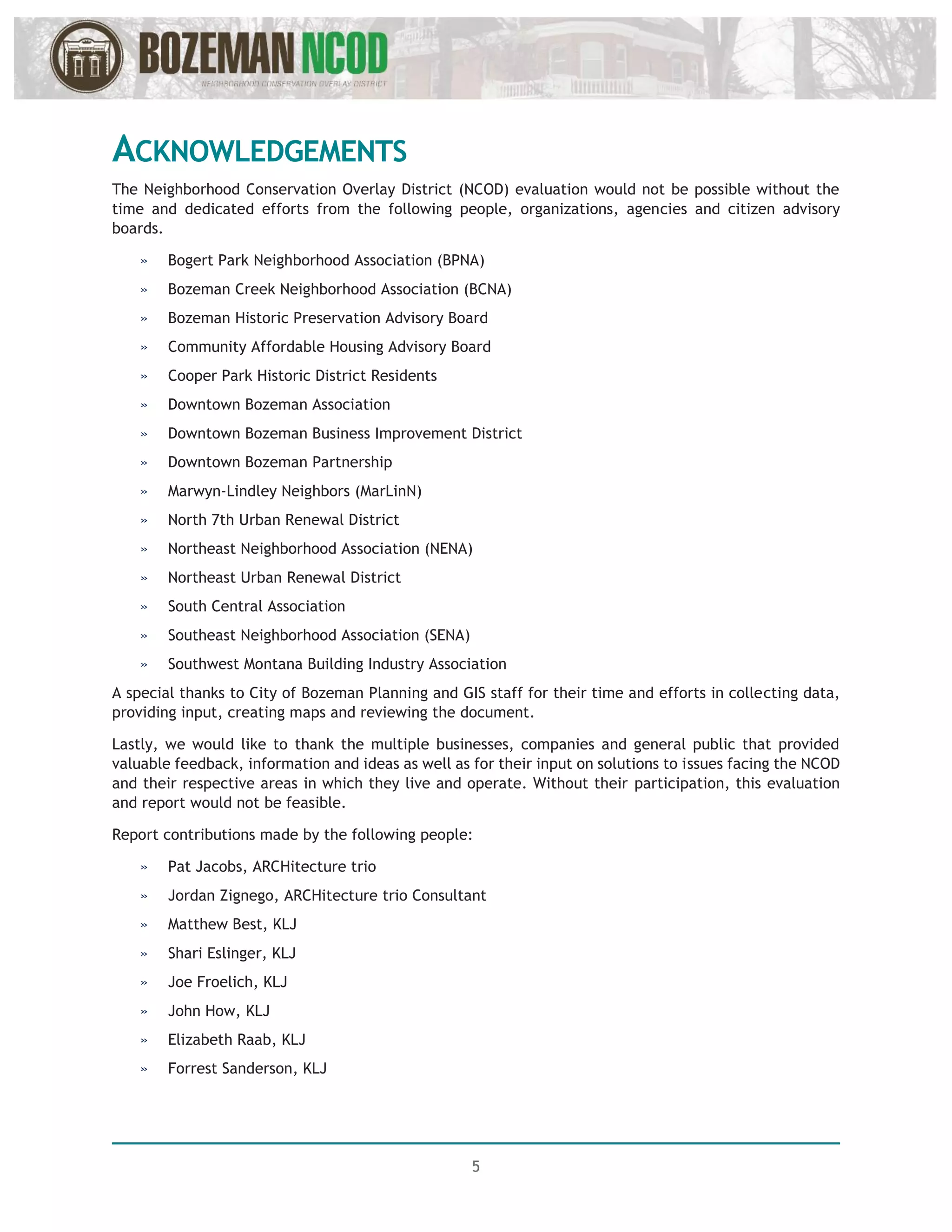 Report on Bozeman Montana's Neighborhood Conservation Overlay District ...