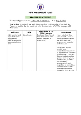 NCOI Annotations Form for Teacher VII Applicant.docx